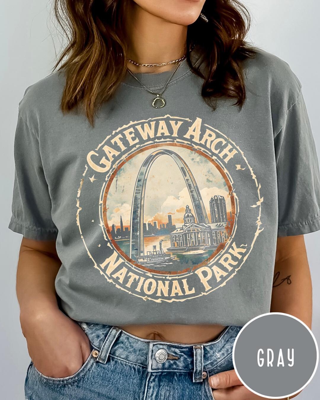 Vintage Gateway Arch T-shirt: Distressed St. Louis Tee, Earth Tones - Etsy