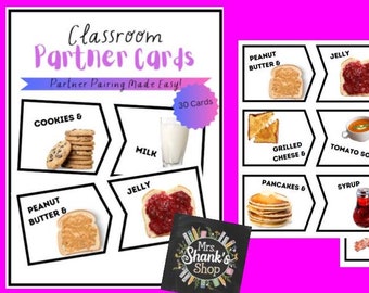 EDITABLE Food Partner Pairing Cards Classroom Management Google Drive ...