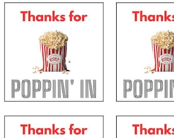 Back to School thanks for Poppin In Popcorn Tag Printable Instant ...