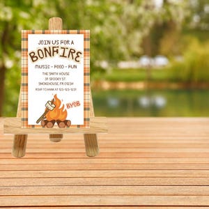 Bonfire Invitation Editable Campfire Night Invite Template - Etsy