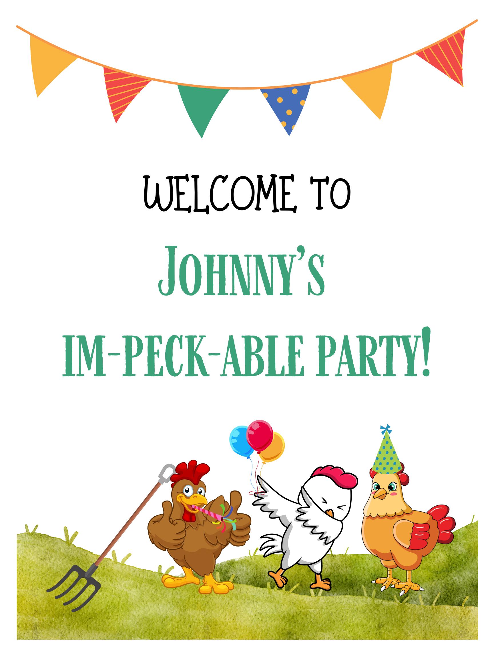 Birthday Welcome Sign Chicken Farm Theme Editable - Etsy