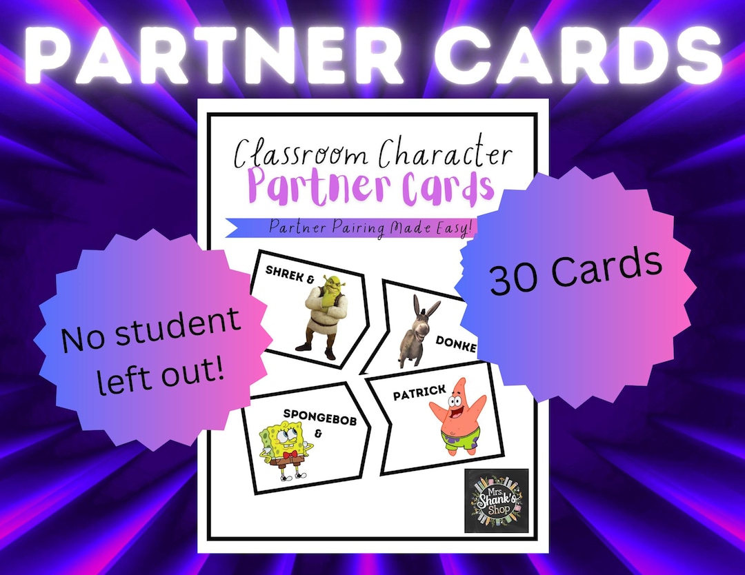 Partner Pairing Cards Classroom Management Characters - Etsy