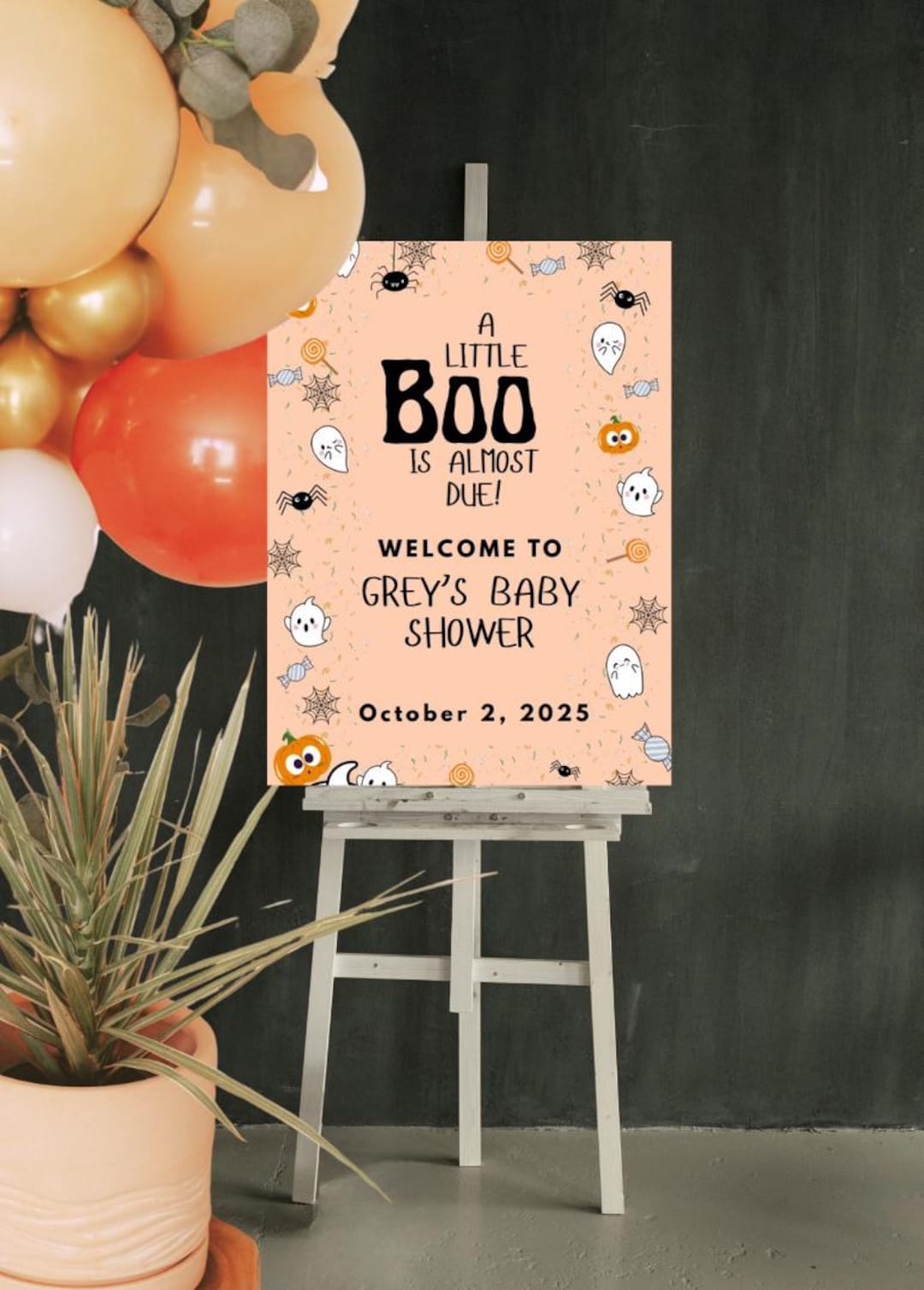 A Little Boo is Almost Due Welcome Sign Digital Printable Baby Shower ...