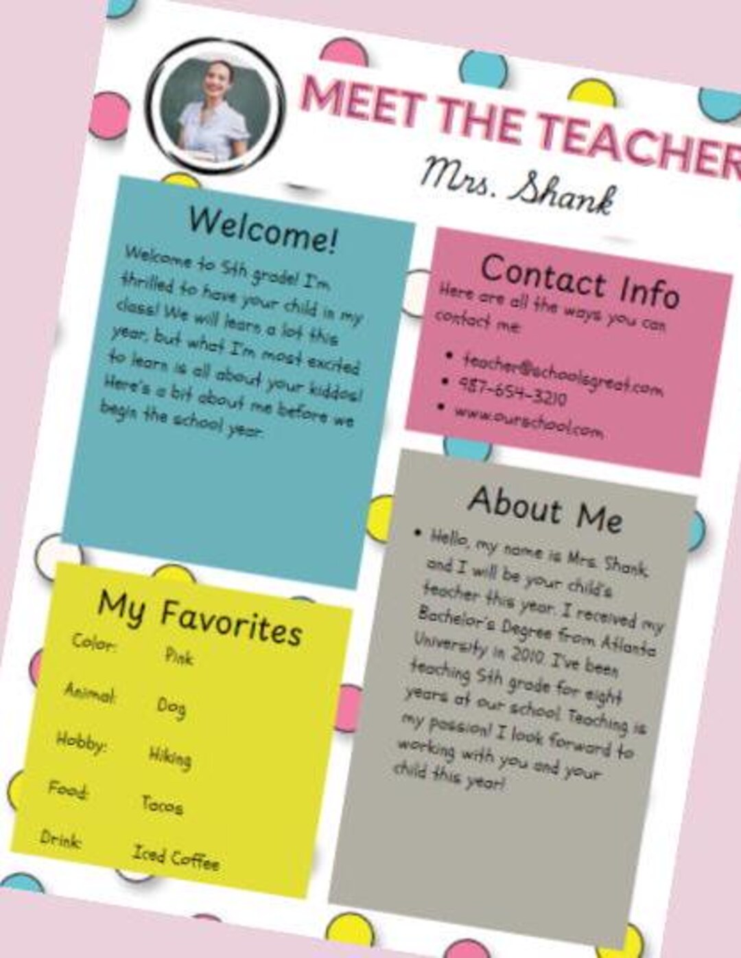 Meet the Teacher Flyer Editable Polk-a-dot - Etsy