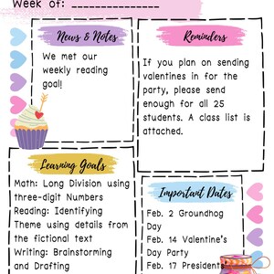 Classroom Weekly Newsletter Editable Monthly Themes - Etsy
