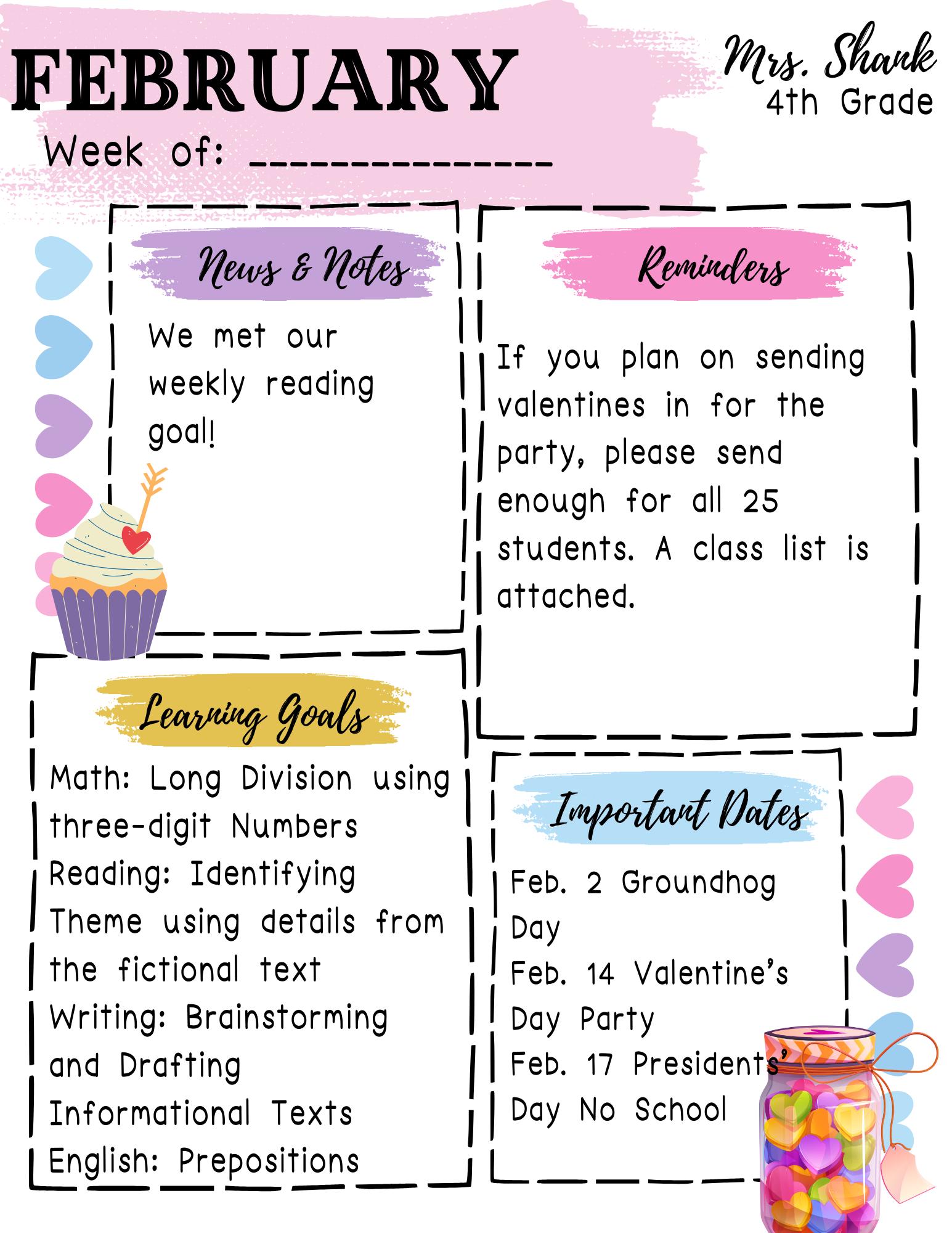 Classroom Weekly Newsletter Editable Monthly Themes - Etsy