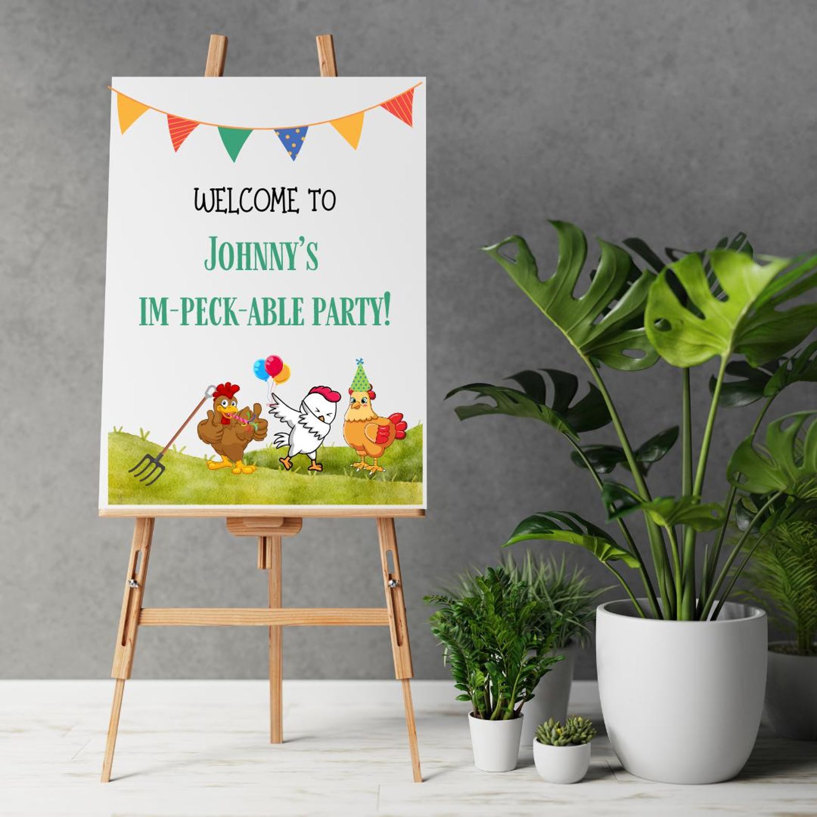 Birthday Welcome Sign Chicken Farm Theme Editable - Etsy
