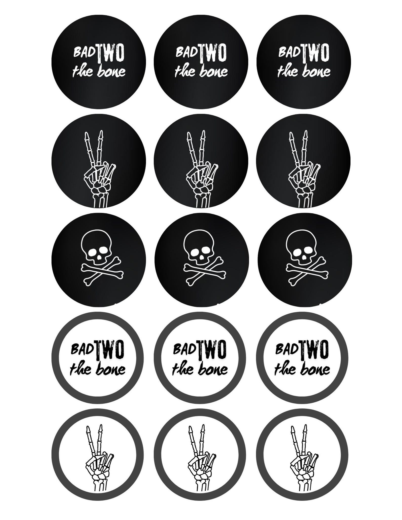 Bad Two the Bone Cupcake Toppers Second Birthday Printable - Etsy