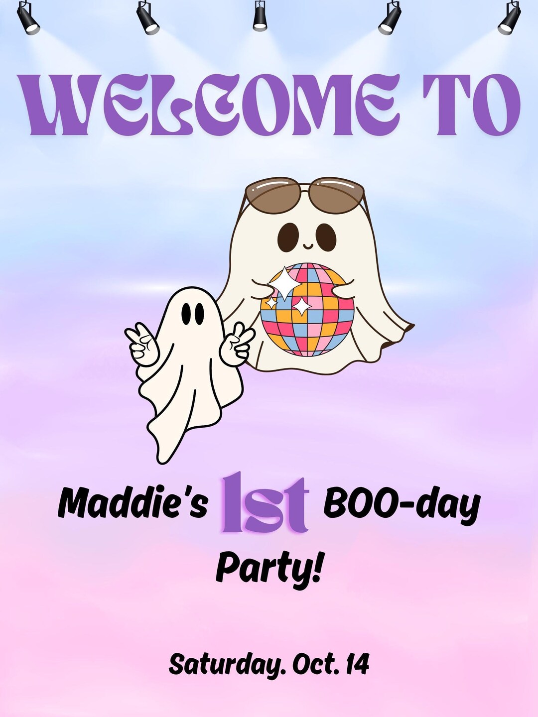 Let's Boogie Ghost Welcome Sign Birthday Poster 18x24 Editable - Etsy