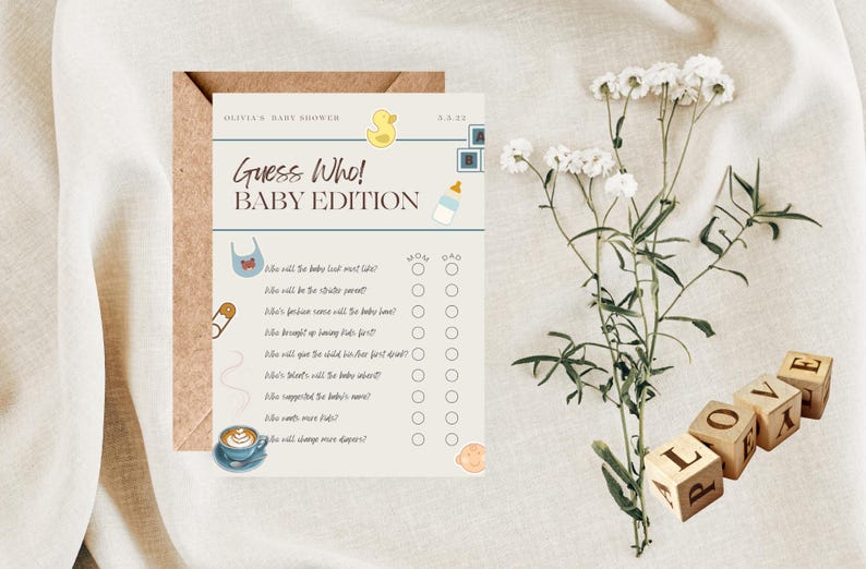 Baby is Brewing Guess Who Baby Shower Game Digital Template Editable ...