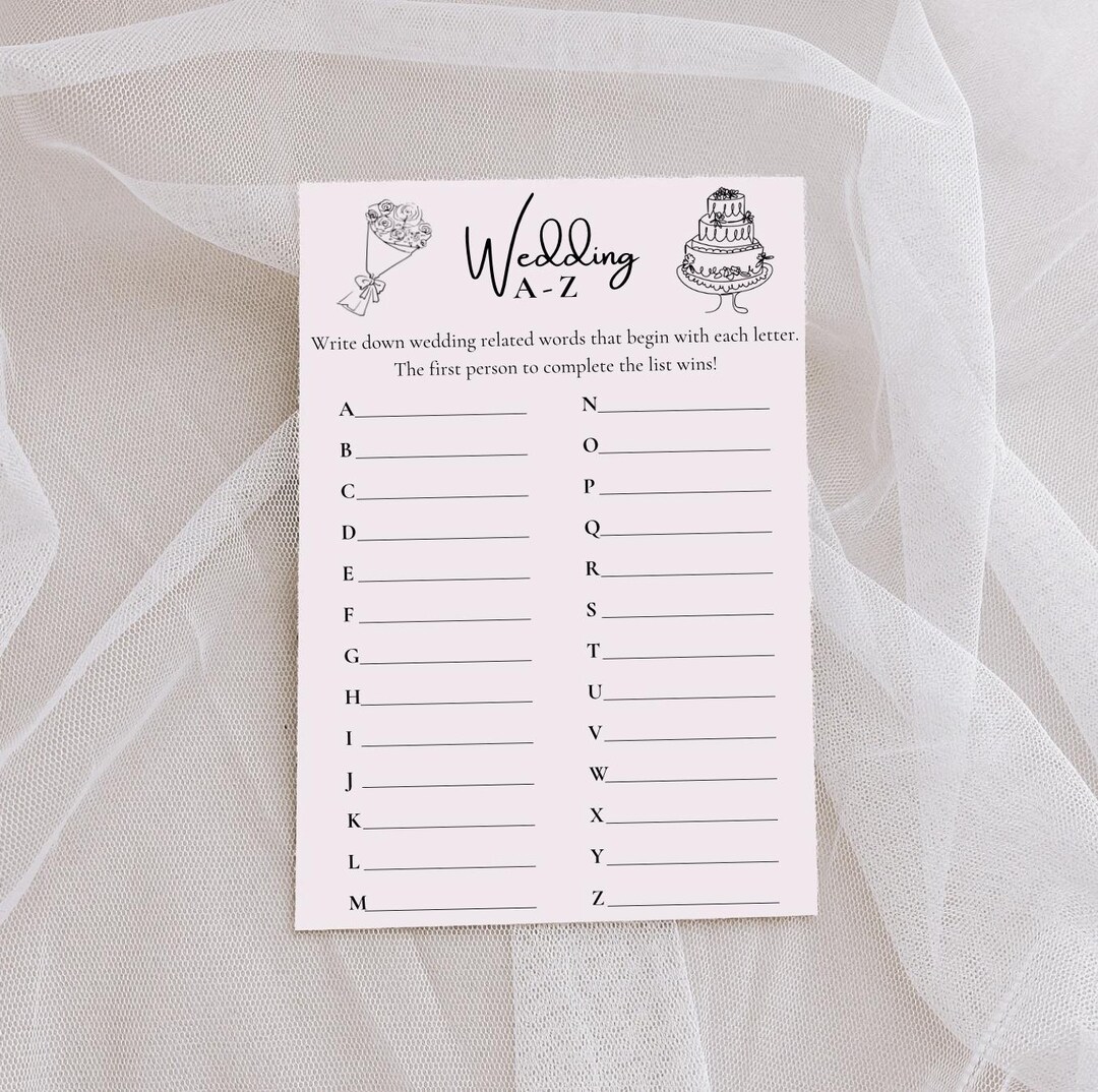 Wedding A-Z Game, Wedding Alphabet Game - Etsy