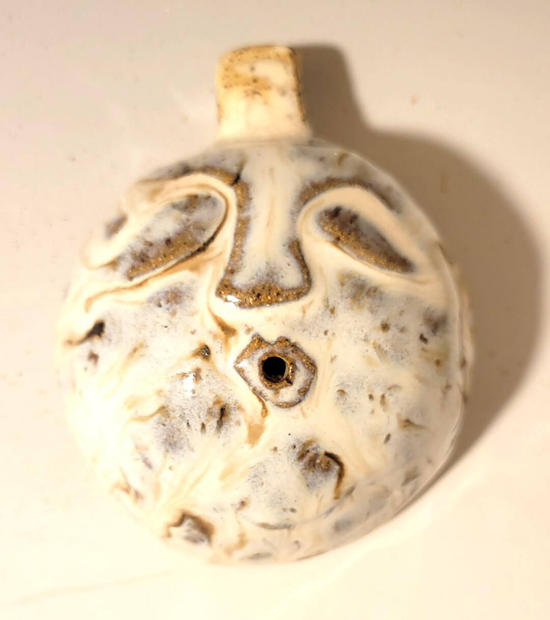 Glazed Ceramic "melty" Face Whistle. Delightful 2 Note Clay Musical ...