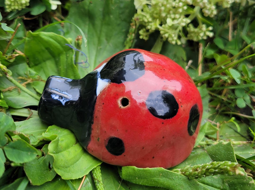 Adorable Ceramic Ladybug Glazed Whistle. Delightful 2 Note Clay ...