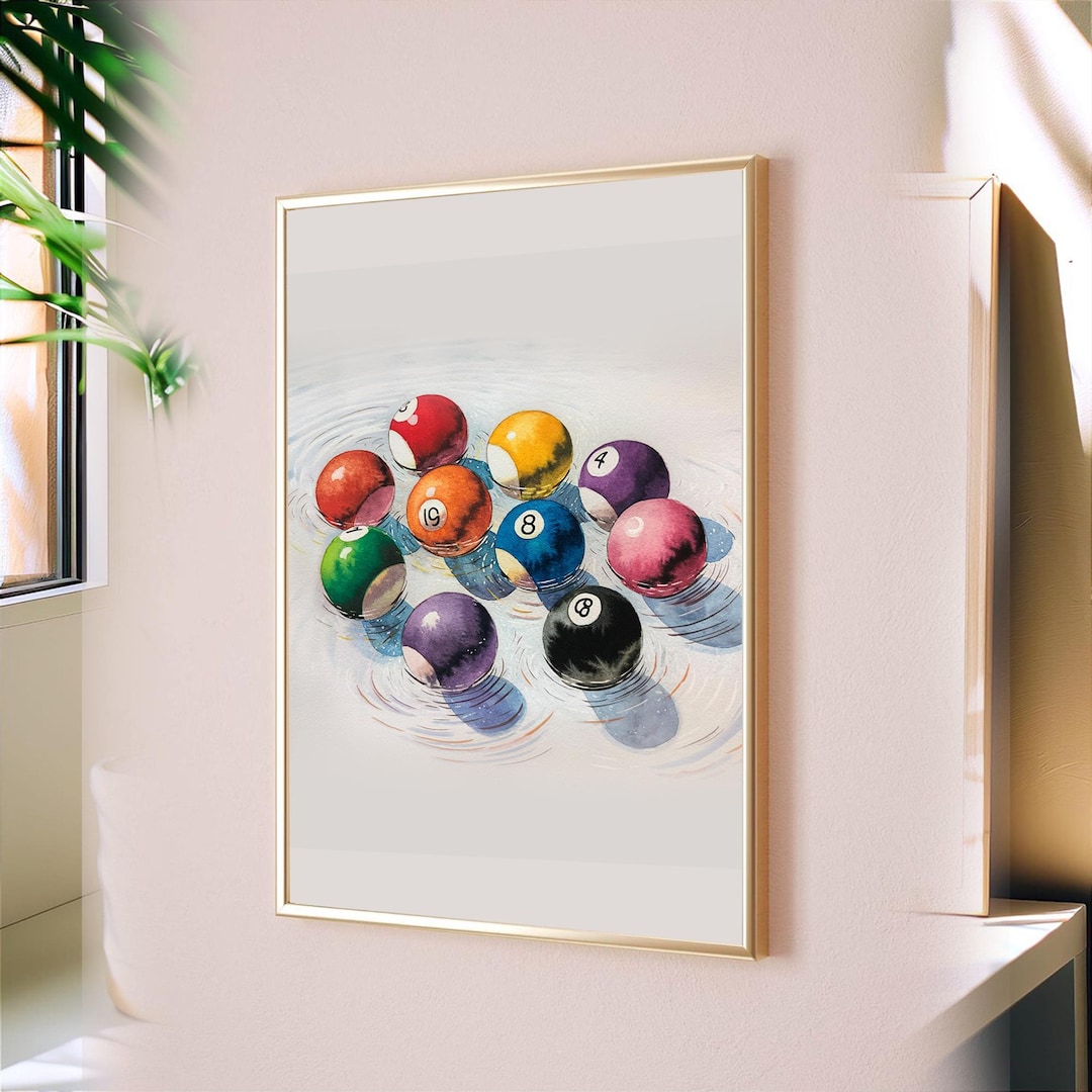 Pool Balls Art Print Poster, Vintage Food Print, Trendy Retro Print ...