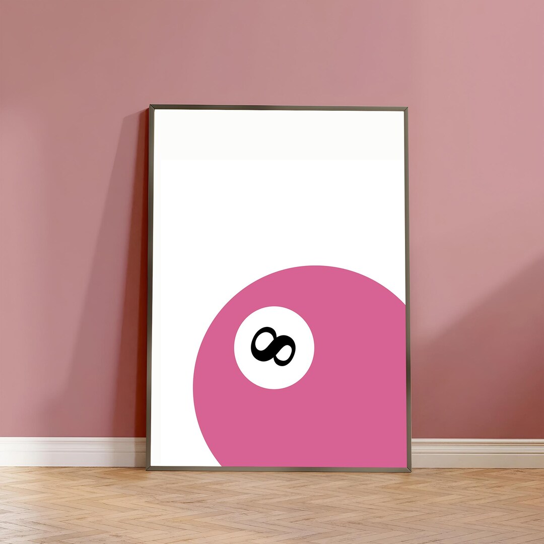 8 Ball Retro Print Aesthetic Posters Wall Art Apartment Decor Pink ...
