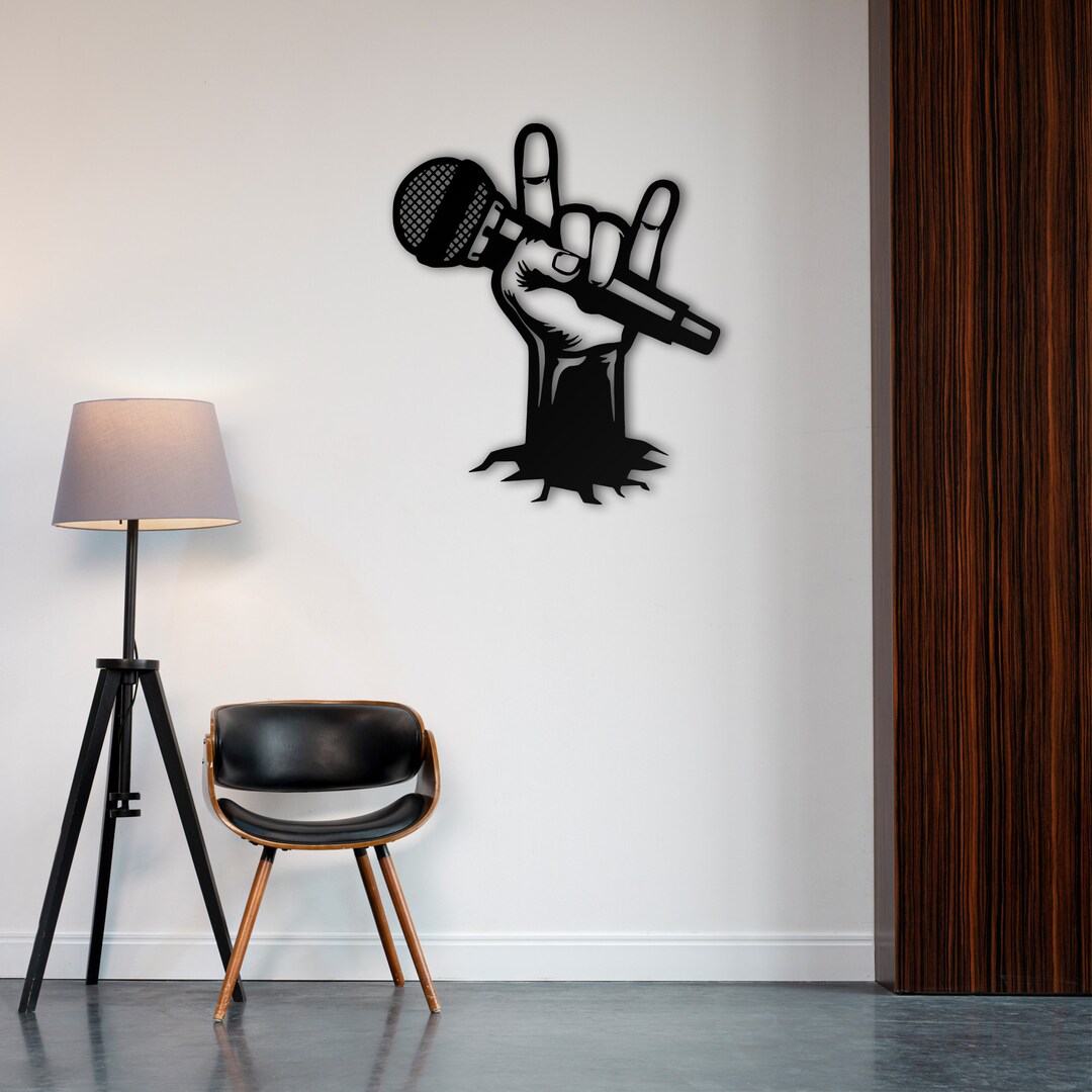 Music and Microphone Metal Wall Decor, Metal Wall Decor, Music Metal ...