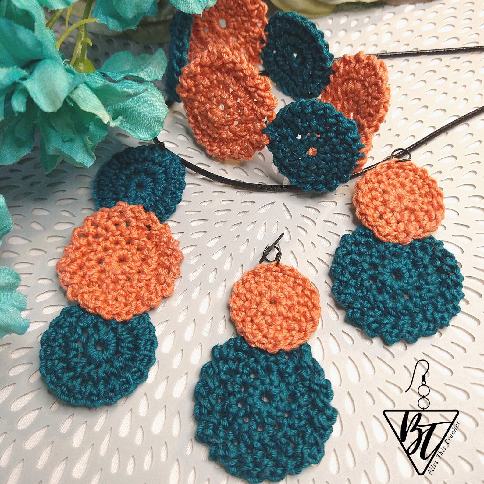 Morgana Jewelry PDF Pattern: Crochet Earrings, Bracelet, Pendant ...