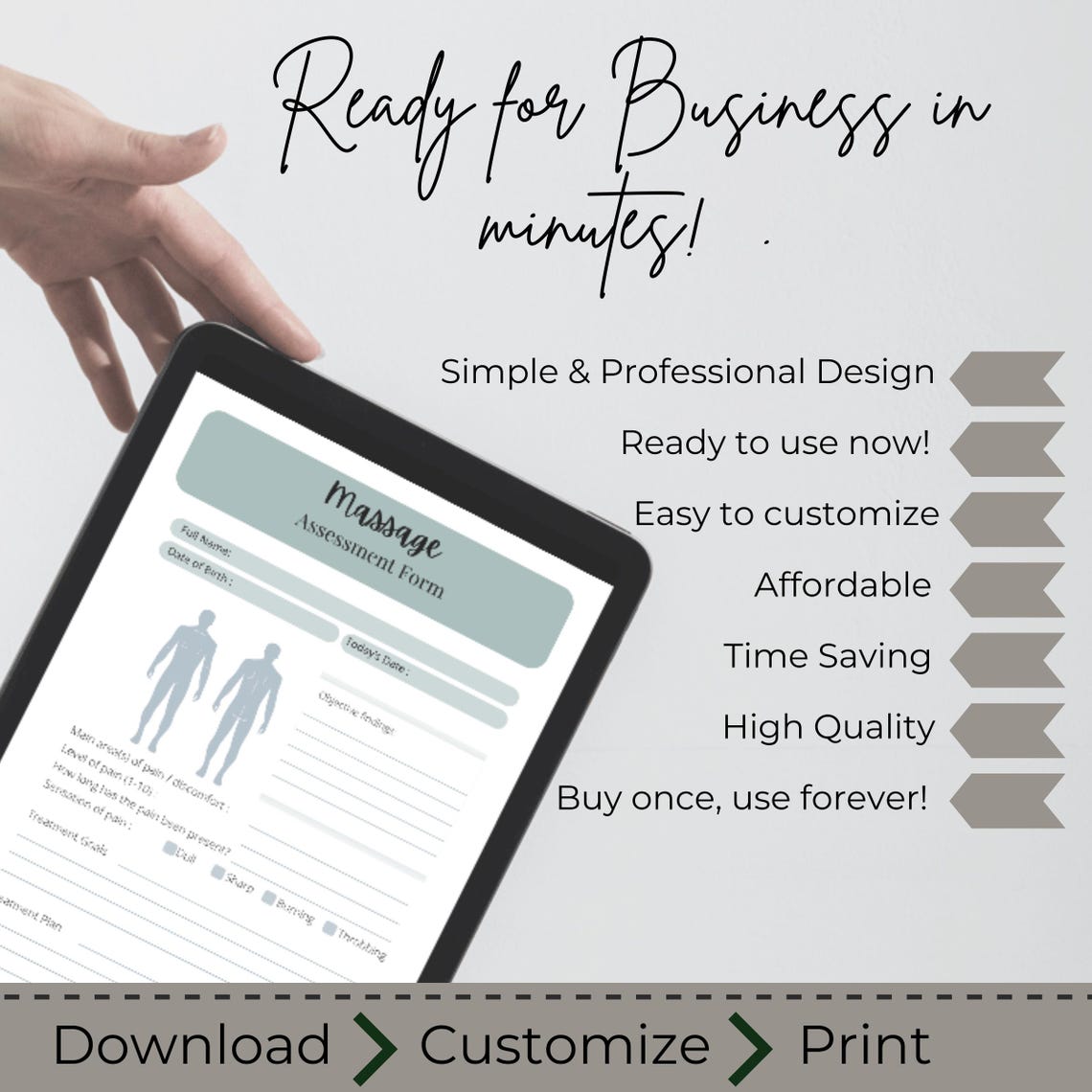 Massage Assessment Form Template: Editable Therapist Forms (canva PDF ...