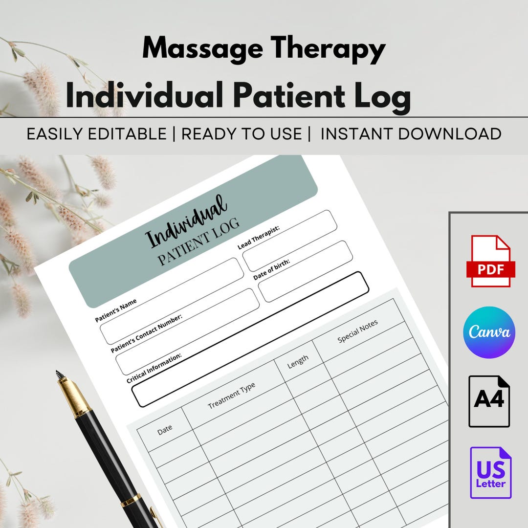 Editable Client Treatment Log Template: Massage Forms (PDF) - Etsy