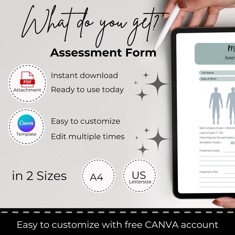 Massage Assessment Form Template: Editable Therapist Forms (canva PDF ...