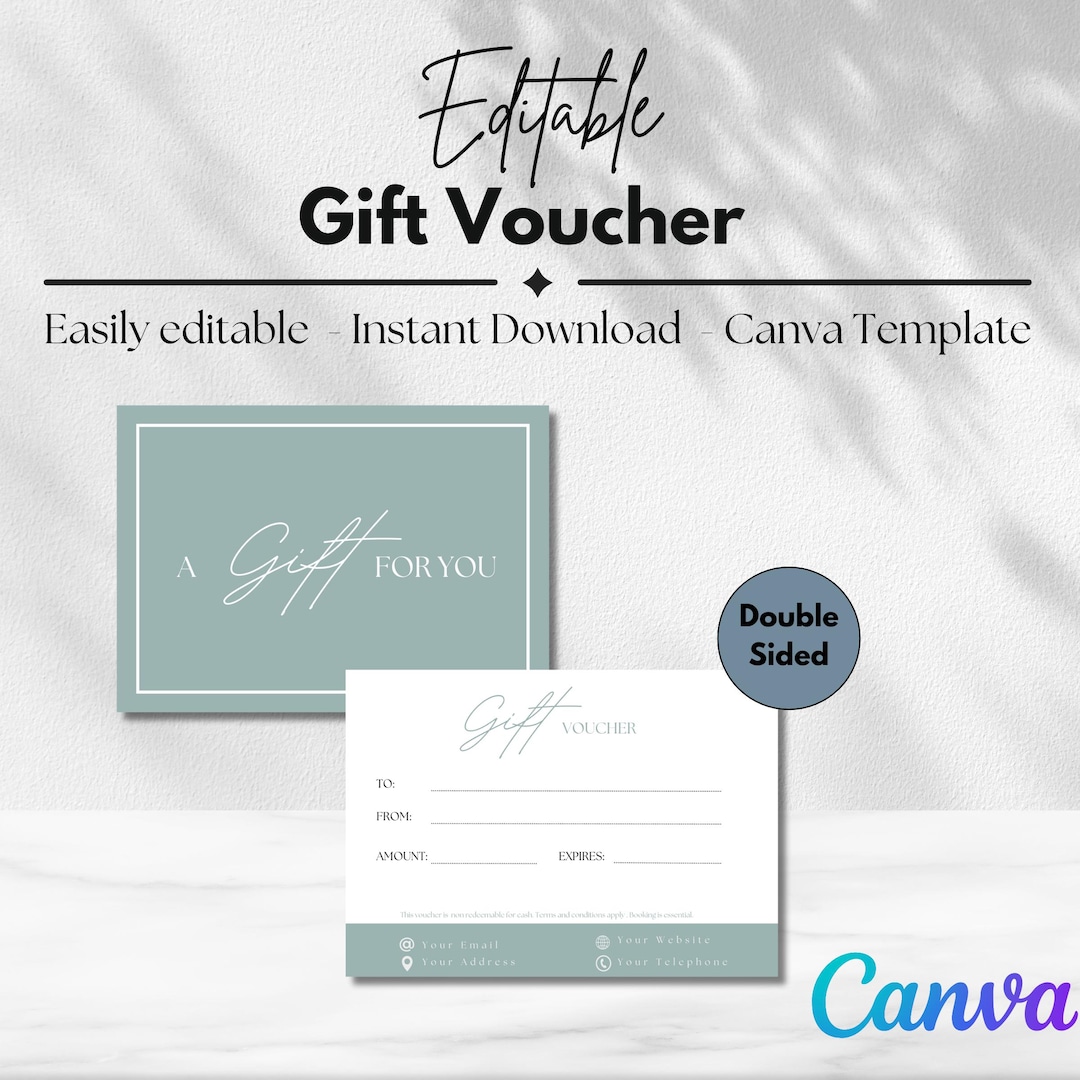 Editable Gift Voucher Printable Gift Card Canva Gift Voucher Template ...