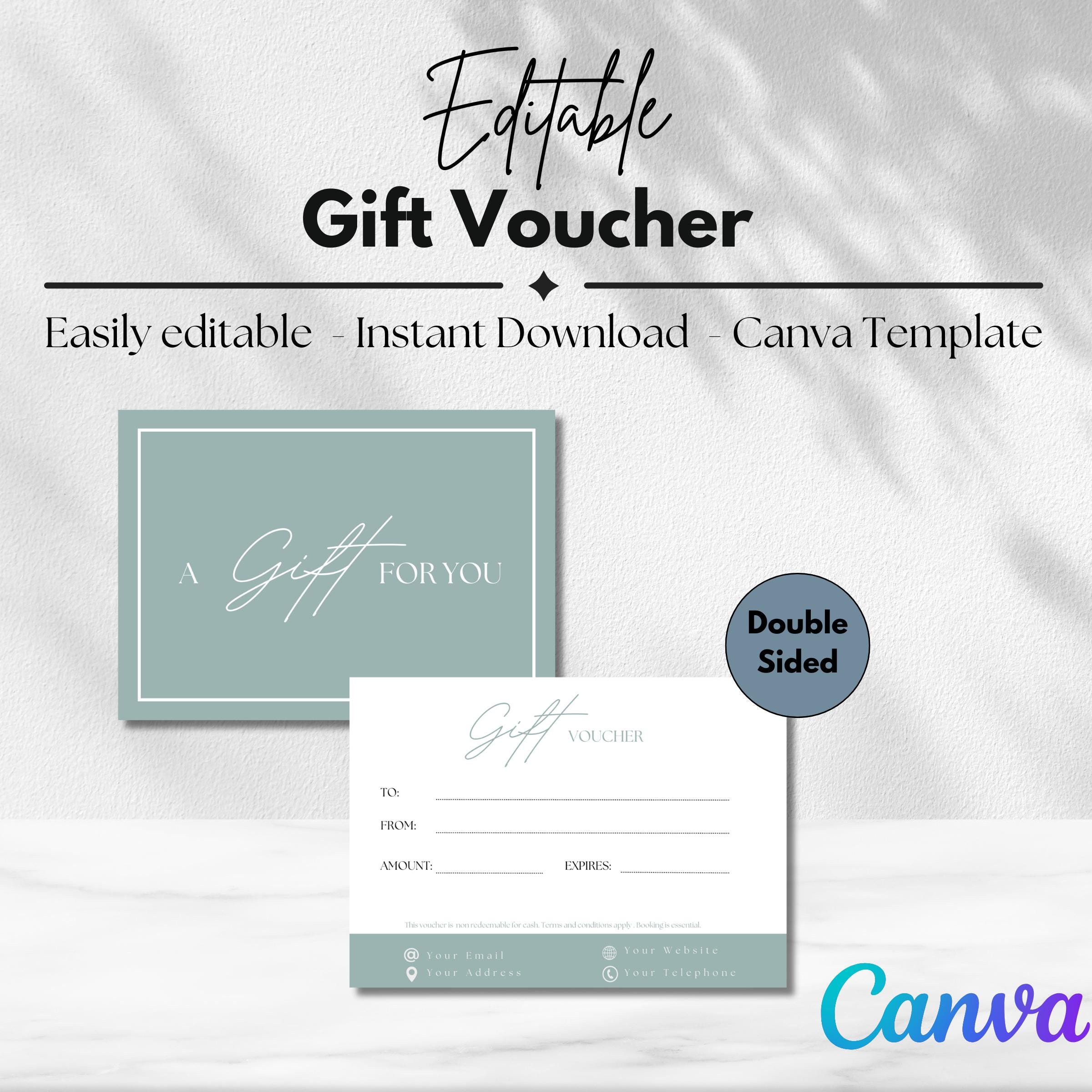 Editable Gift Voucher Template: Printable Gift Card (canva) - Etsy UK