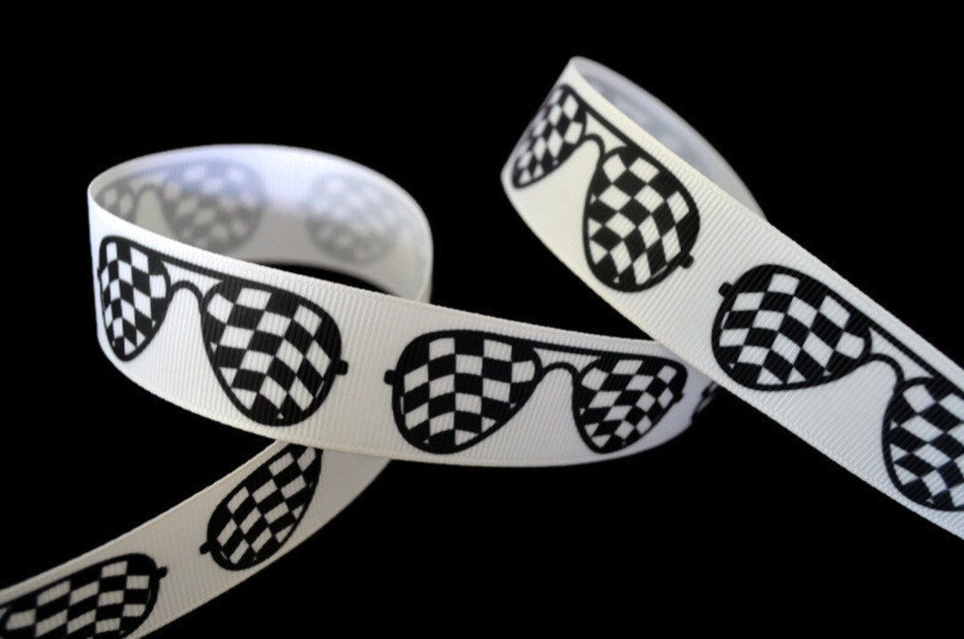 Checkered Flag Racing Sunglasses 1" Printed Grosgrain Ribbon, Race Car ...