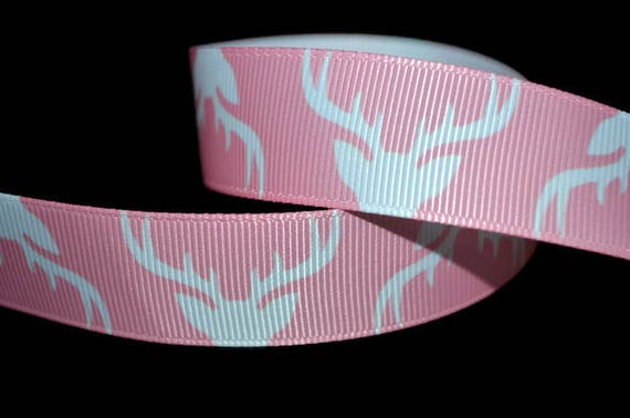 Pink Deer Head 7/8 Printed Grosgrain Ribbon Antler - Etsy