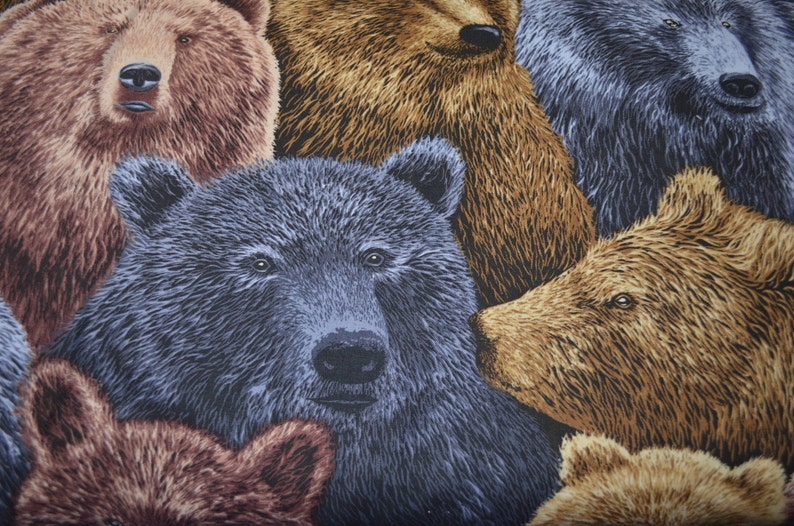 Bear Fabric Wildlife Fabric Black Bear Fabric Bear Print - Etsy