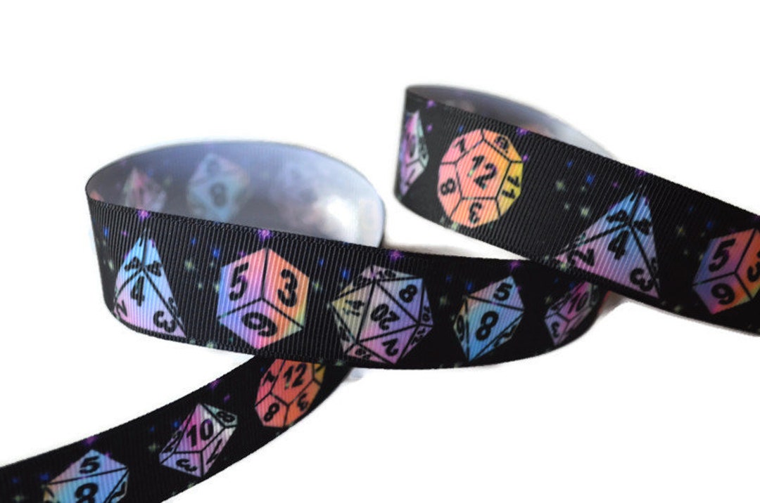 Gaming Dice 1" Printed Grosgrain Ribbon, Role Playing Game Ribbon ...