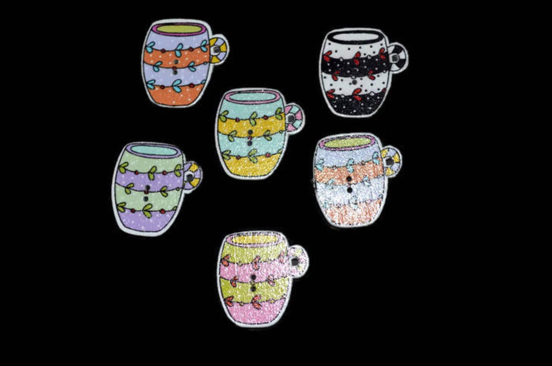 Mug Sewing Buttons, Foodie Buttons, Tea Cup Buttons, Coffee Cup Buttons ...