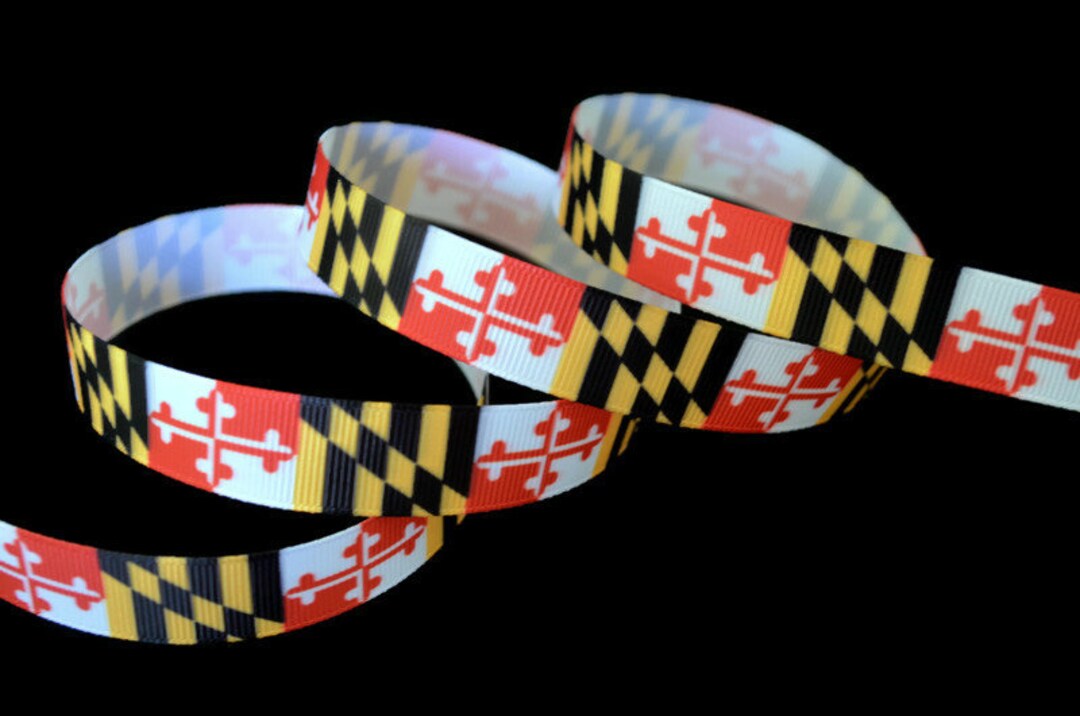 Maryland State Flag 5/8" Printed Grosgrain Ribbon, Patriotic Ribbon ...