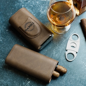 Custom Leather Cigar Case With Cutter, Personalized Cigars Accessories ...
