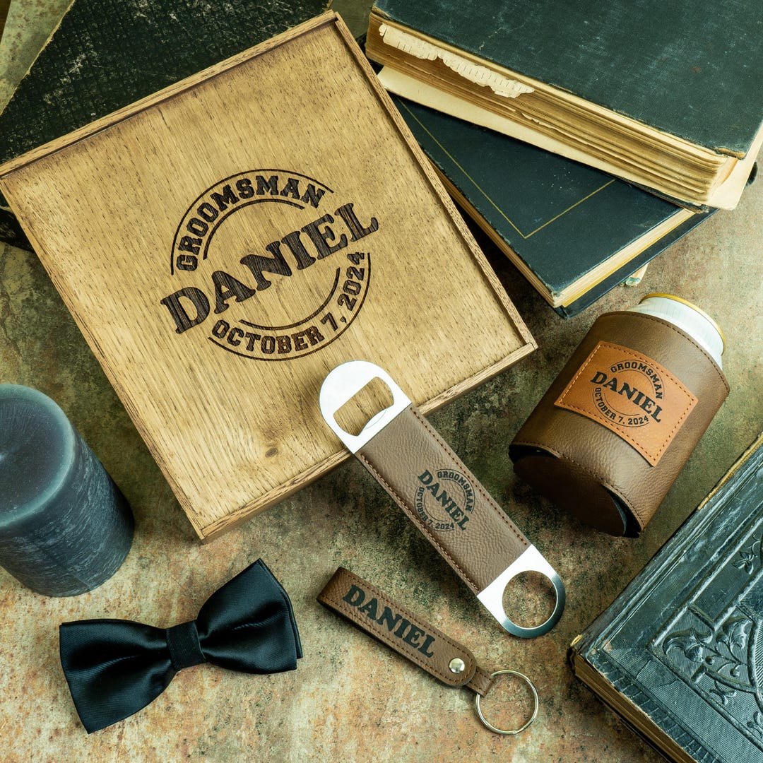 Best Man Proposal Custom Wooden Gift Box With Personalized Barware ...