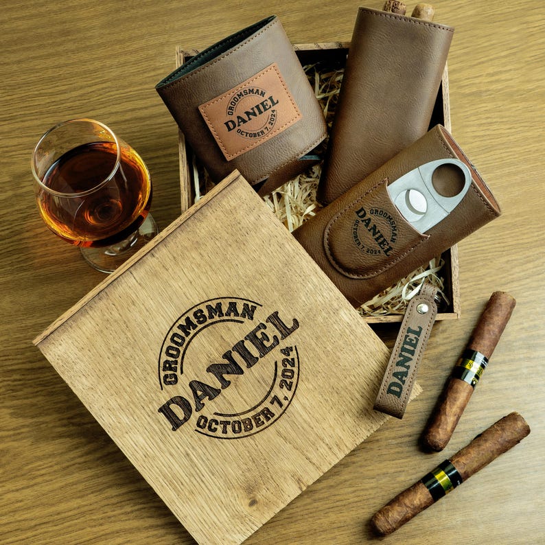 Personalized Groomsmen Gift Box, Custom Wedding Gift, Engraved Wooden ...