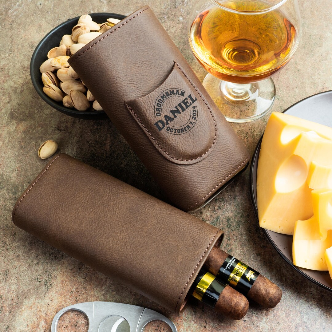 Groomsmen Leather Cigar Case, Cigar Carrying Case, Groomsman Gifts for ...