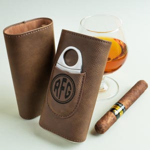 Custom Leather Cigar Case With Cutter, Personalized Cigars Accessories ...