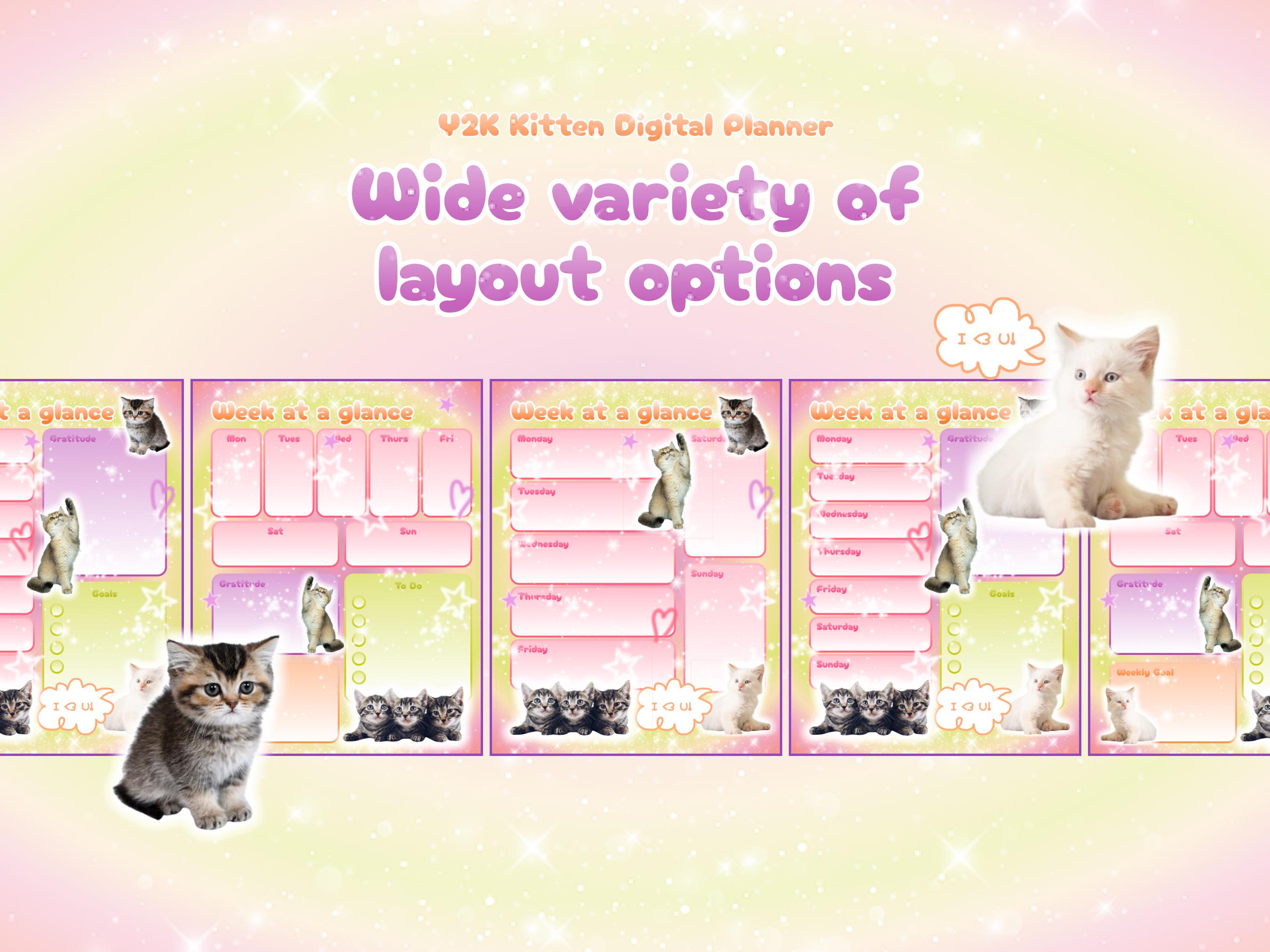 Y2K Kitten Digital Planner Template for Goodnotes and Notability ...