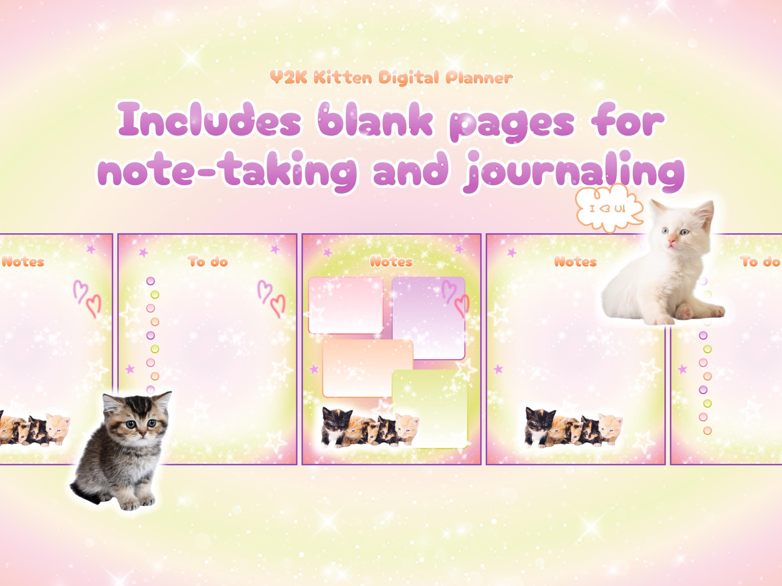 Y2K Kitten Digital Planner Template for Goodnotes and Notability ...