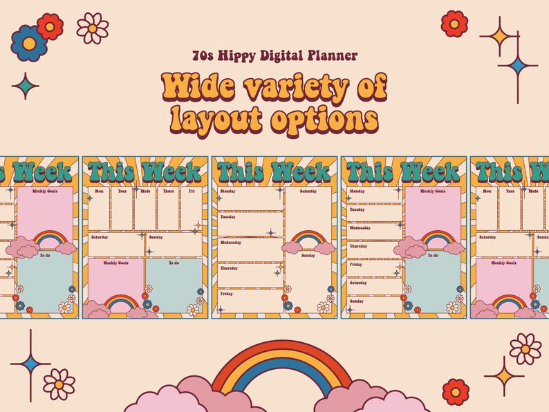 70s Hippy Digital Planner Template for Goodnotes and Notability ...
