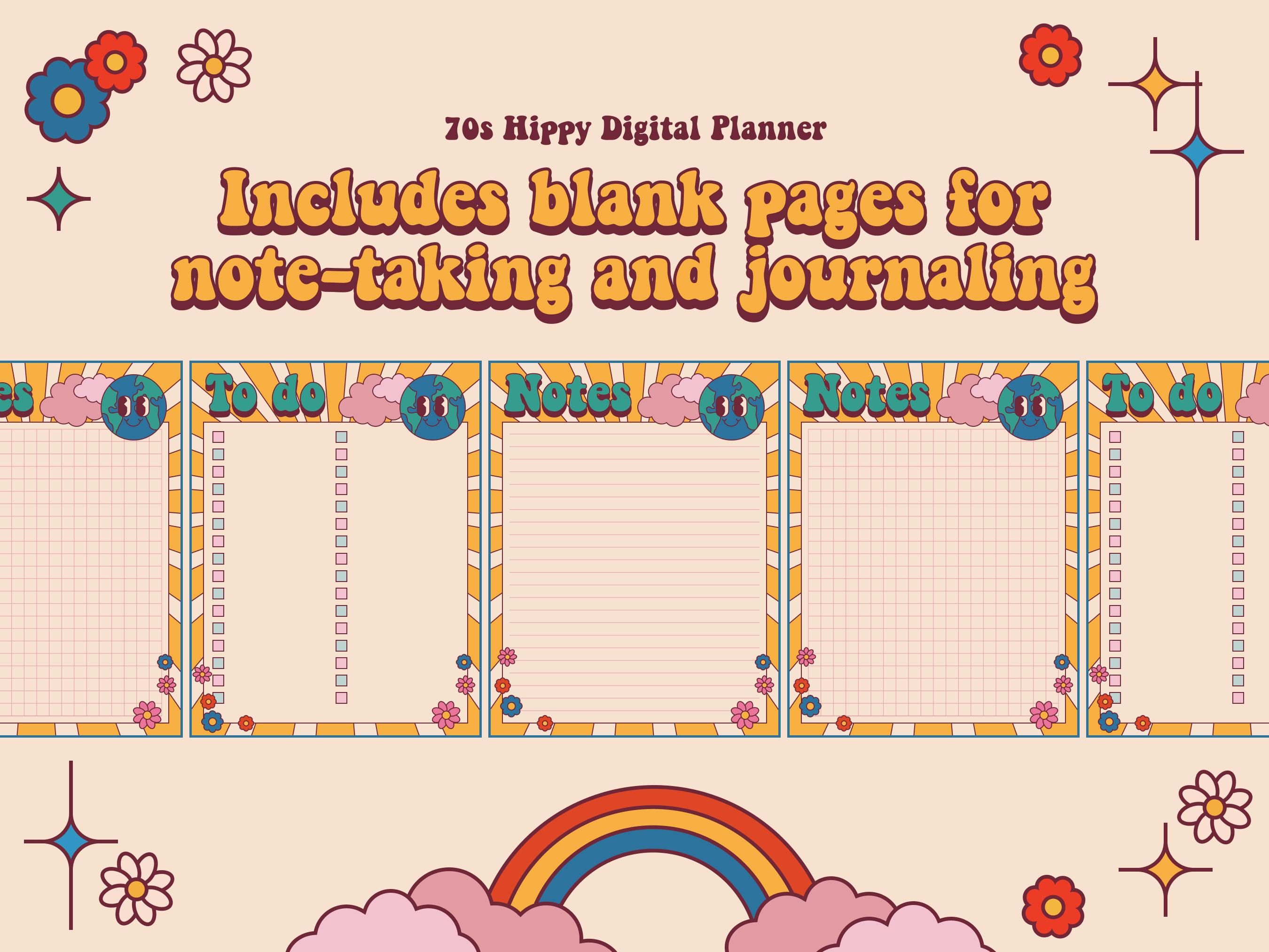 70s Hippy Digital Planner Template for Goodnotes and Notability ...