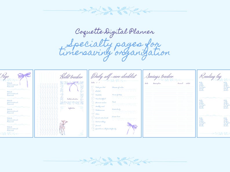 Coquette Blue Digital Planner Template for Goodnotes and Notability ...