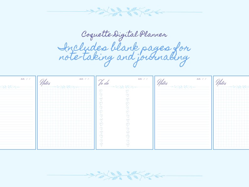 Coquette Blue Digital Planner Template for Goodnotes and Notability ...