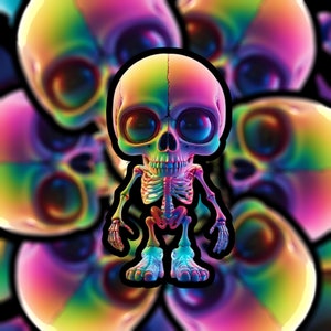 Rainbow Skelly Sticker, Funny Skeleton Sticker, Cool Skeleton Sticker ...