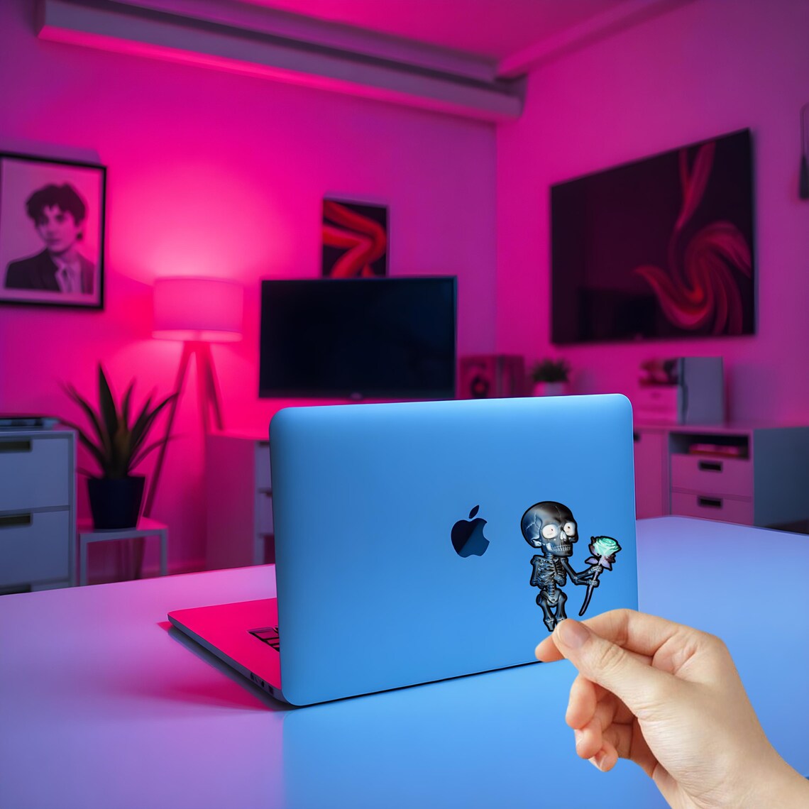 Dark Rose Skelly Sticker, Funny Skeleton Sticker, Cool Skeleton Sticker ...