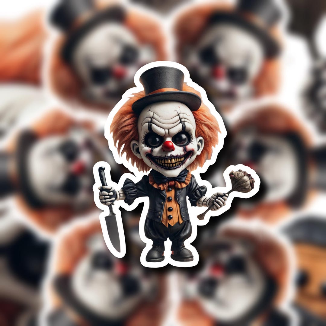 Scary Clown Costume Skelly Sticker, Funny Skeleton Sticker, Cool ...