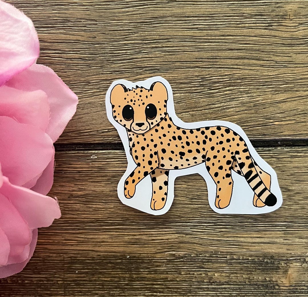 Cheetah Sticker | Wildlife Sticker | Cute Animal Sticker | Laptop and ...