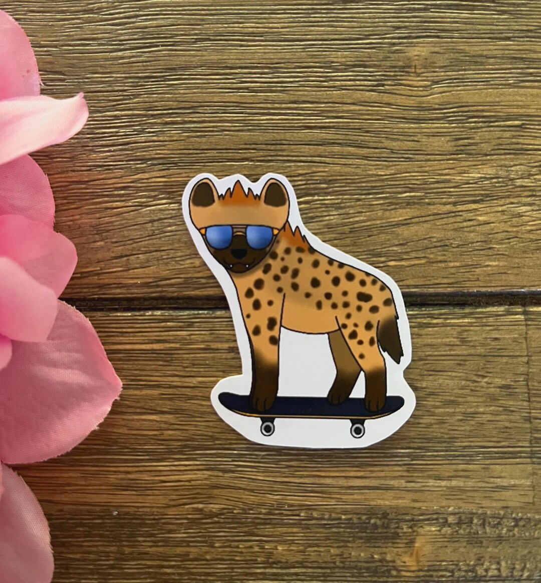 Skater Hyena Sticker | Hyena Sticker | Cute Animal Sticker | Laptop and ...
