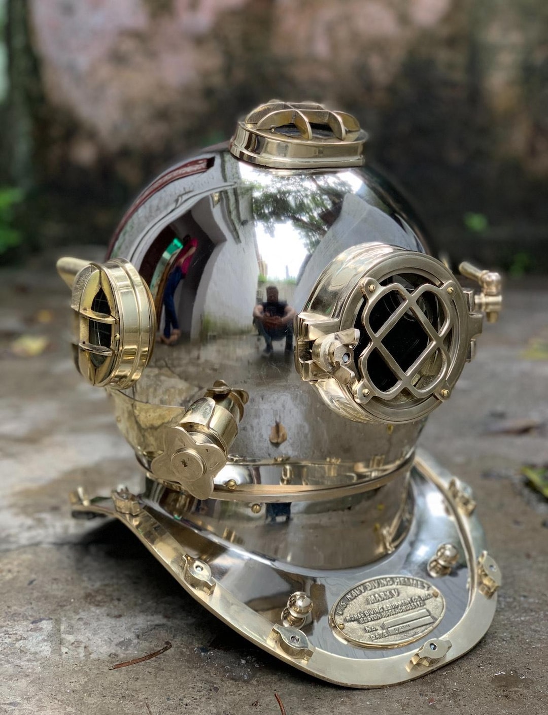 Full Brass Scuba Diving Helmet | US Navy Mark V Divers Helmet | Marine ...