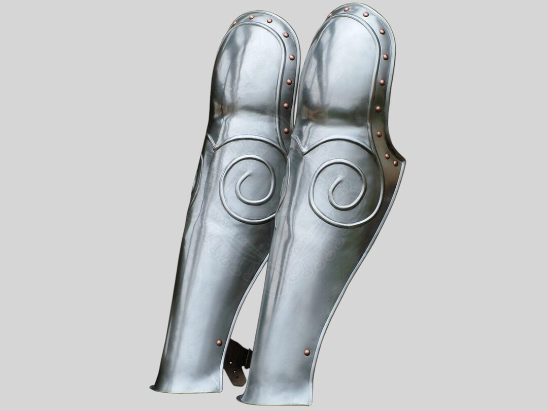 Mild Steel Gladiator Greaves, Renaissance Armor With Leather Straps - Etsy